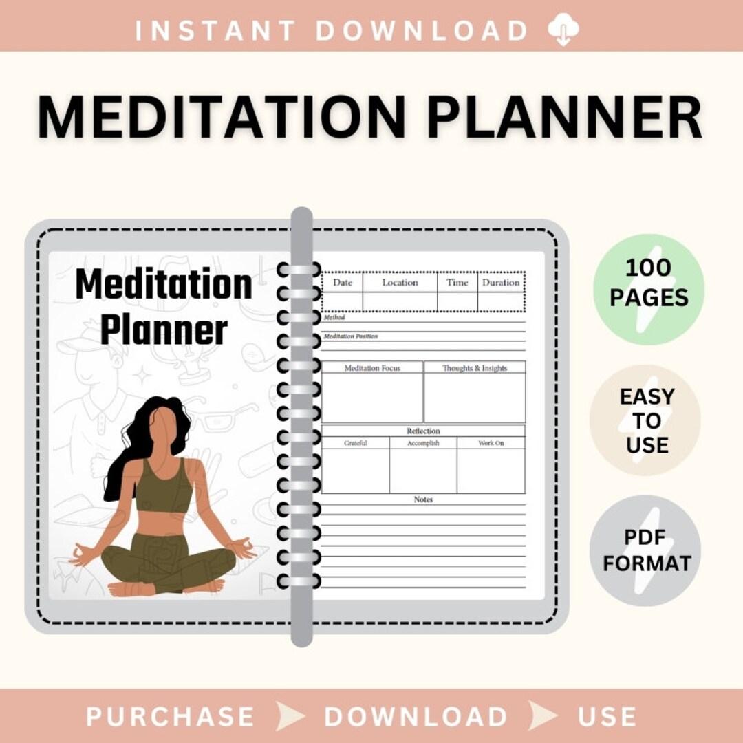 Meditation Planner / Digital Planner / Mental Health Tracker ...