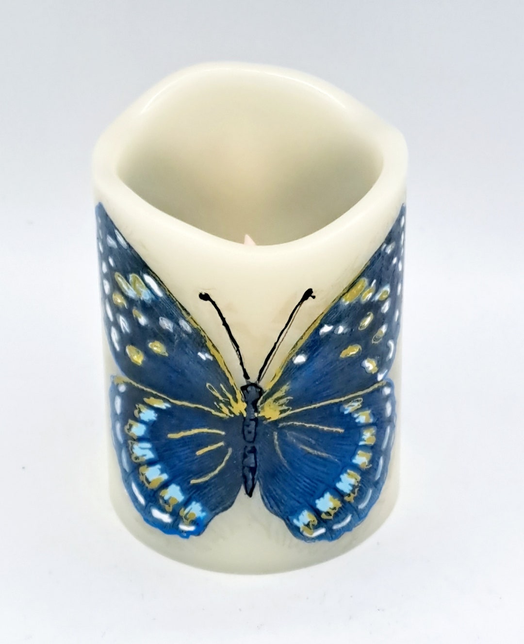 Blue Butterfly LED Candle: Flameless Wax Candle, Home Decor, 4" - Etsy