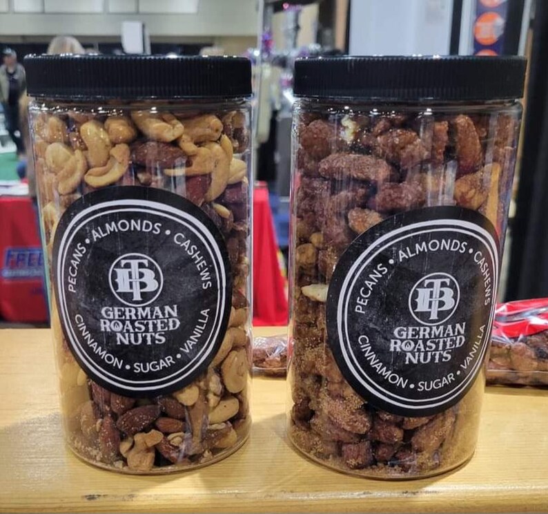 2-32oz. Jars of Cinnamon Sugar Roasted Pecans, Almonds, Cashews or ...