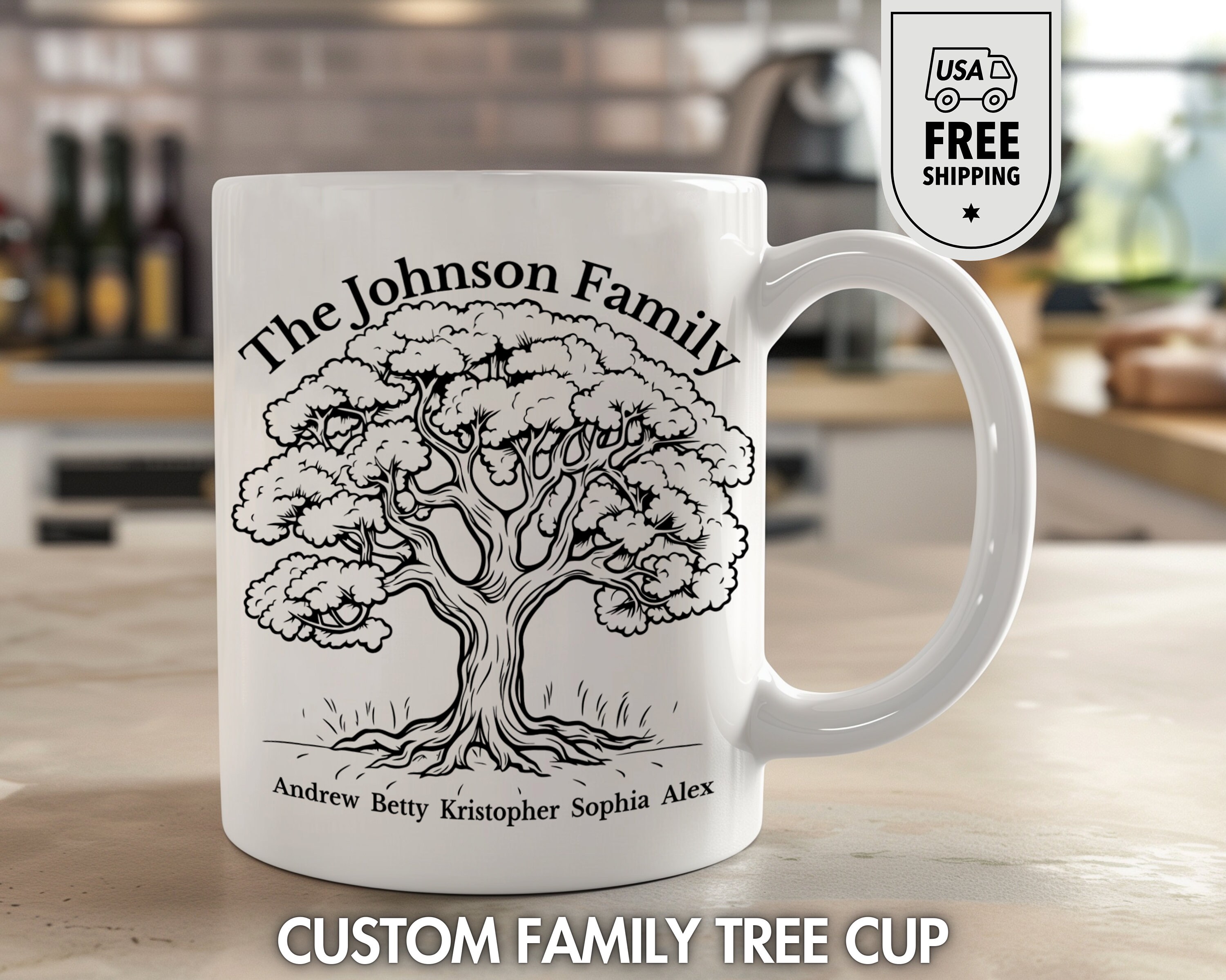 Custom Family Name Cup, Personalized Family Tree With Family Members ...