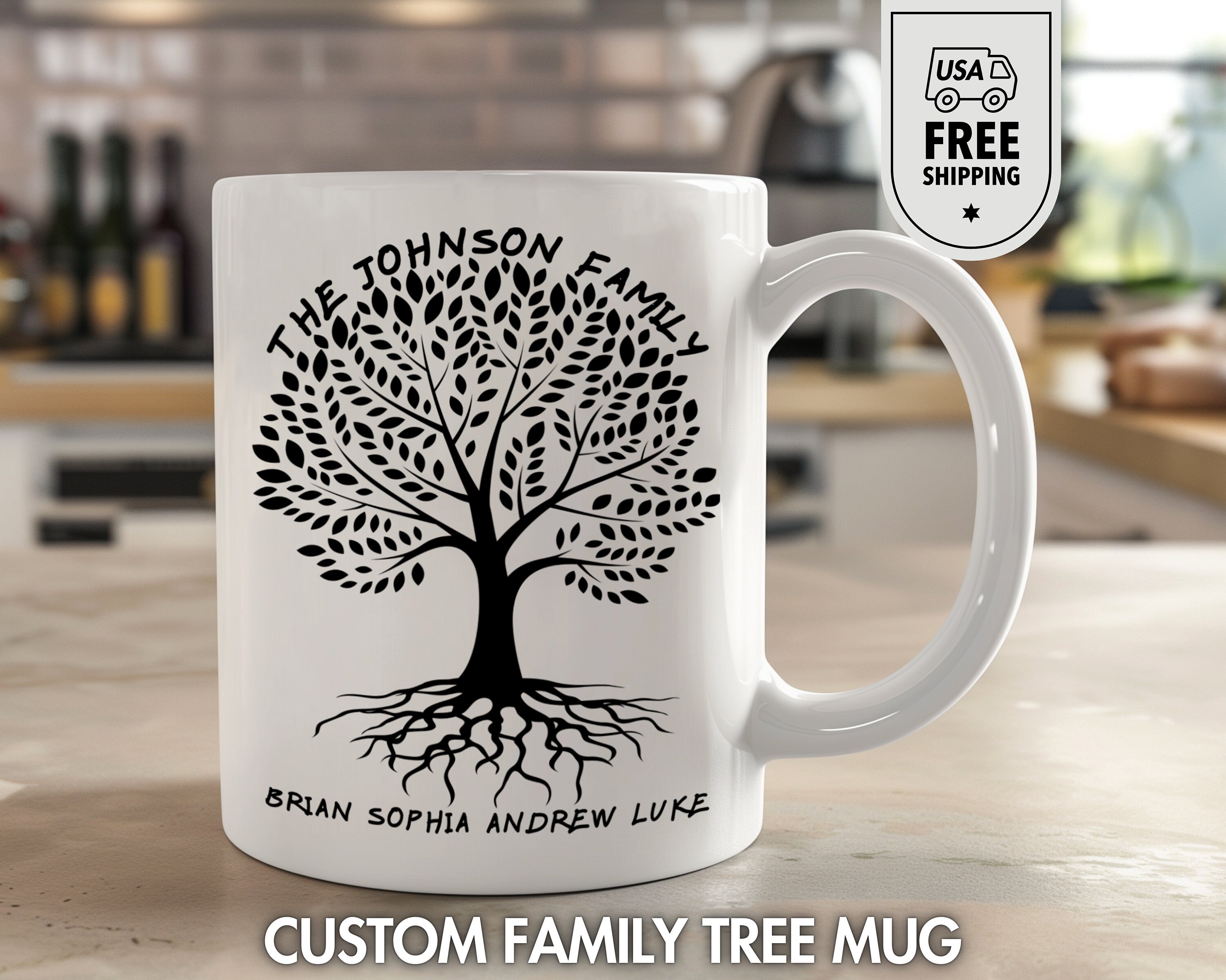 Custom Family Cup, Personalized Family Tree With Family Members' Names ...