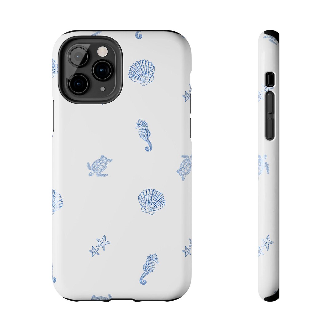 Seashell and Seahorse Phone Case for iPhone 16 15 14 13 12 11 (mini Pro ...