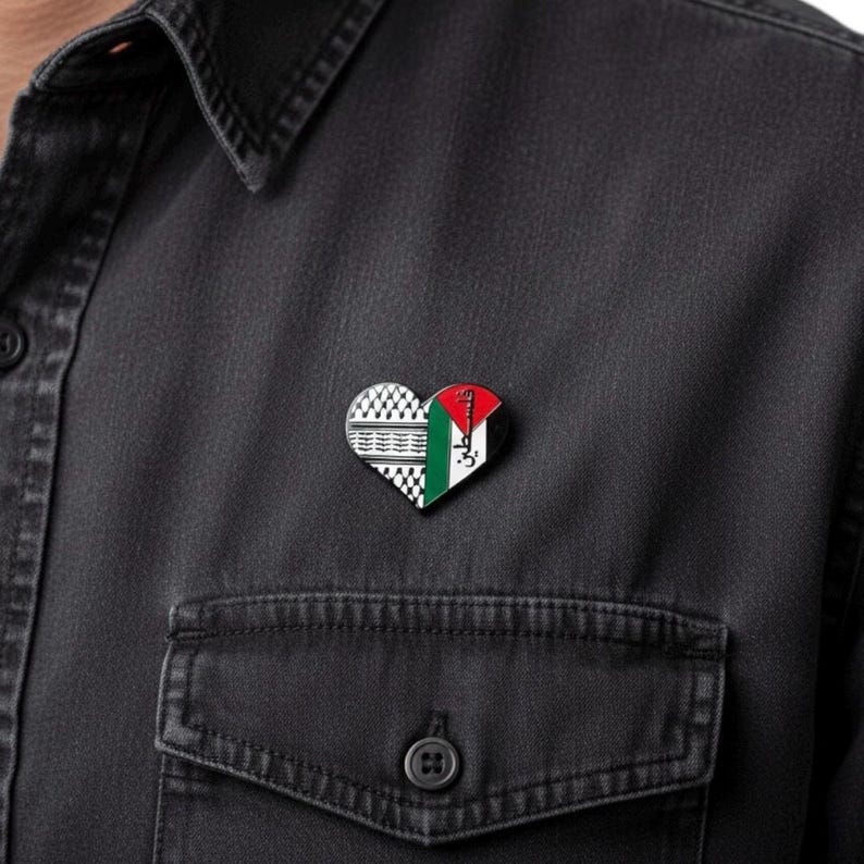 Palestine Keffiyeh Heart Enamel Pin - Etsy