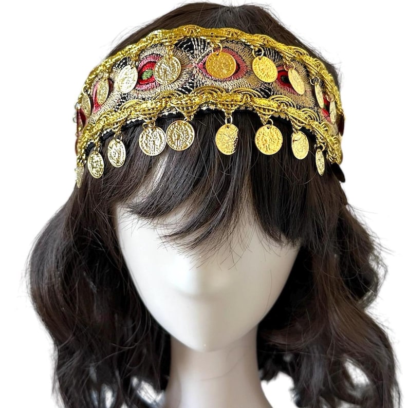 Elegant Black & Gold Palestinian Coin Headpiece | Cultural Middle ...