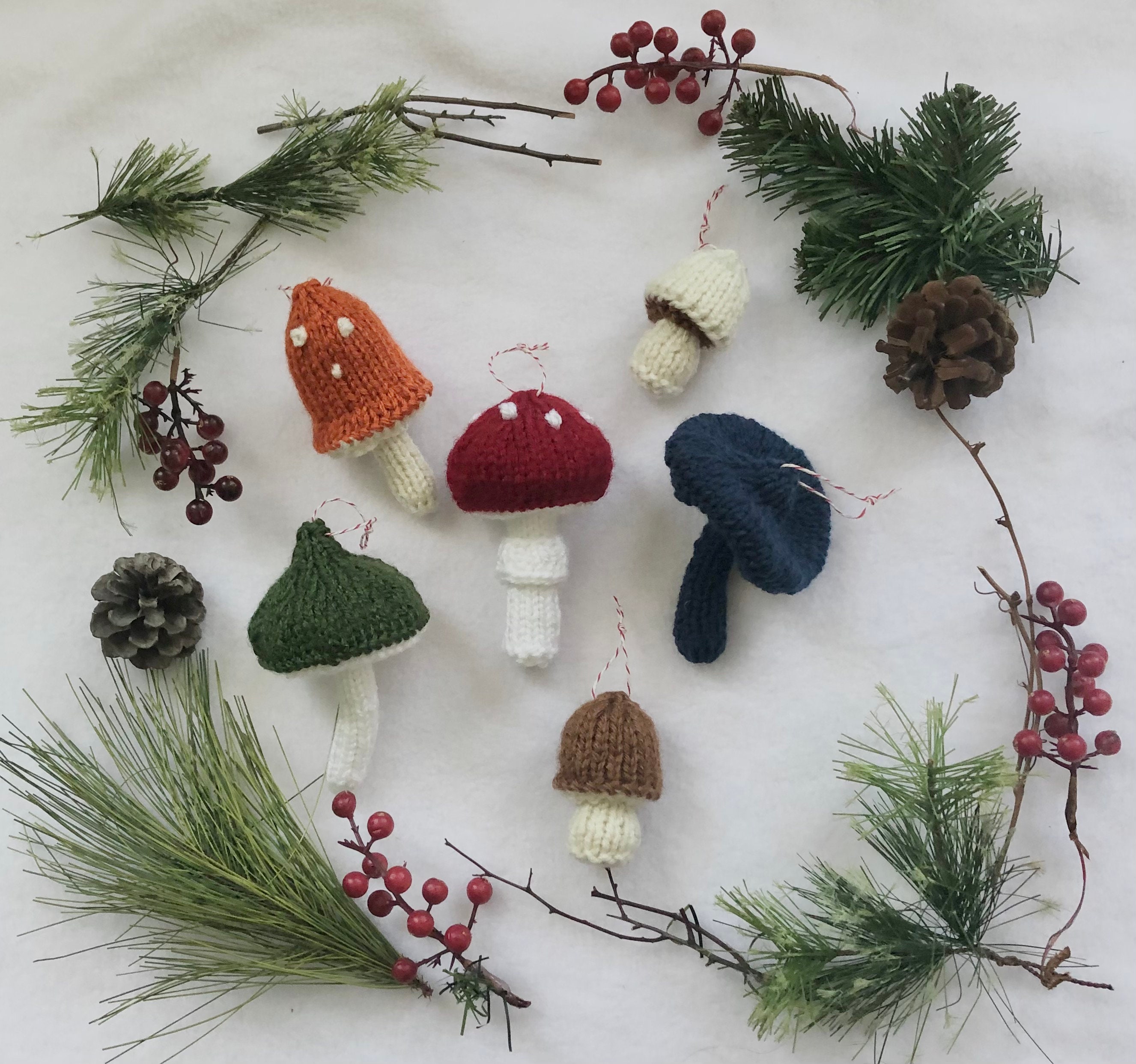 Amigurumi Knit Mushroom Christmas Ornament Patterns Digital - Etsy