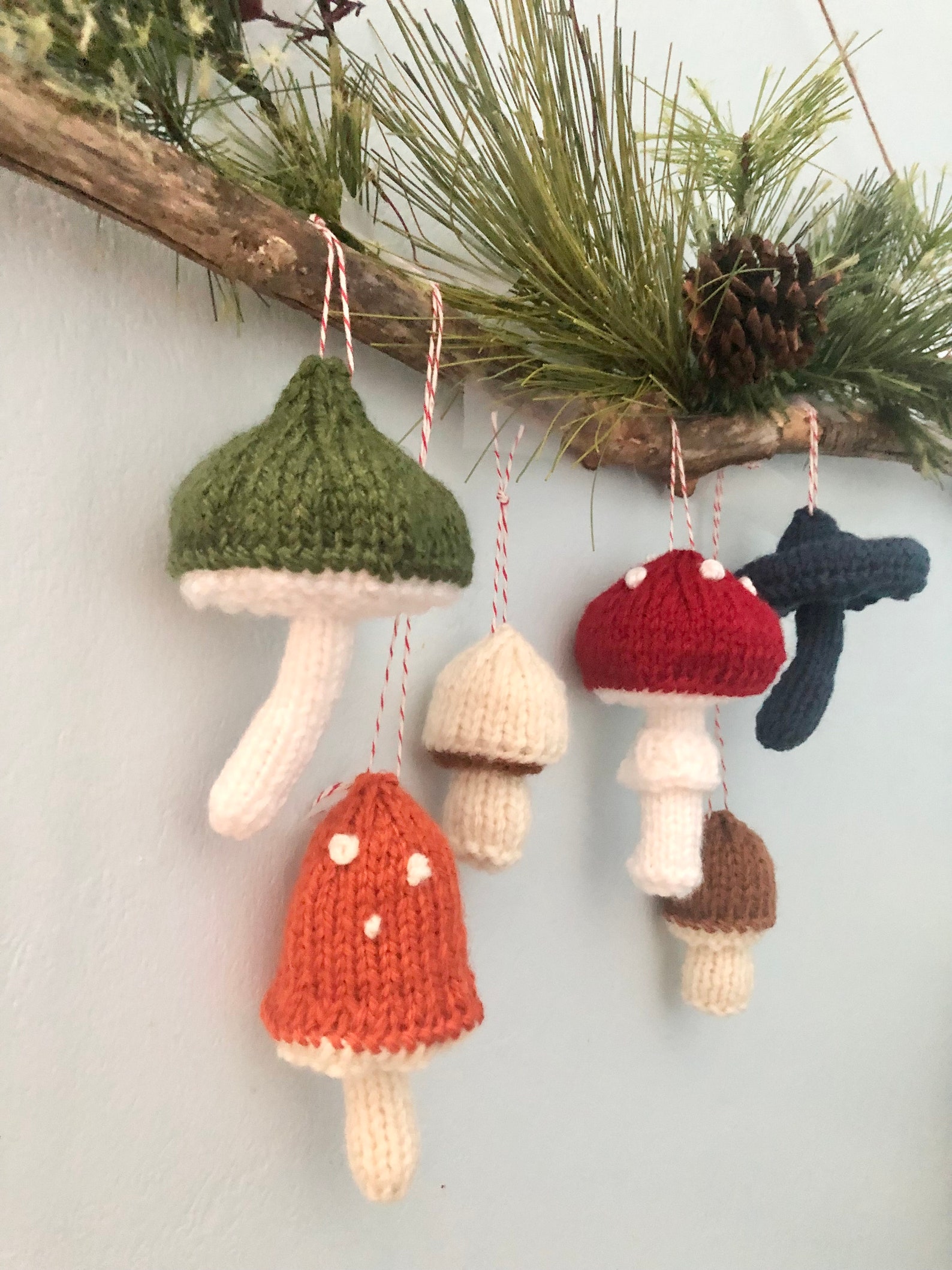 Amigurumi Knit Mushroom Christmas Ornament Patterns Digital - Etsy