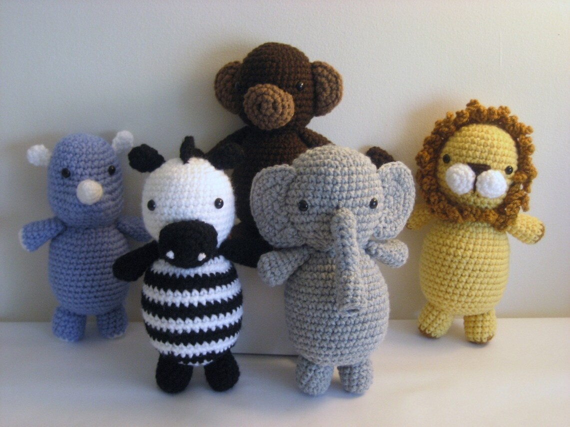 Amigurumi Crochet Safari Animals Pattern Set Digital Download - Etsy