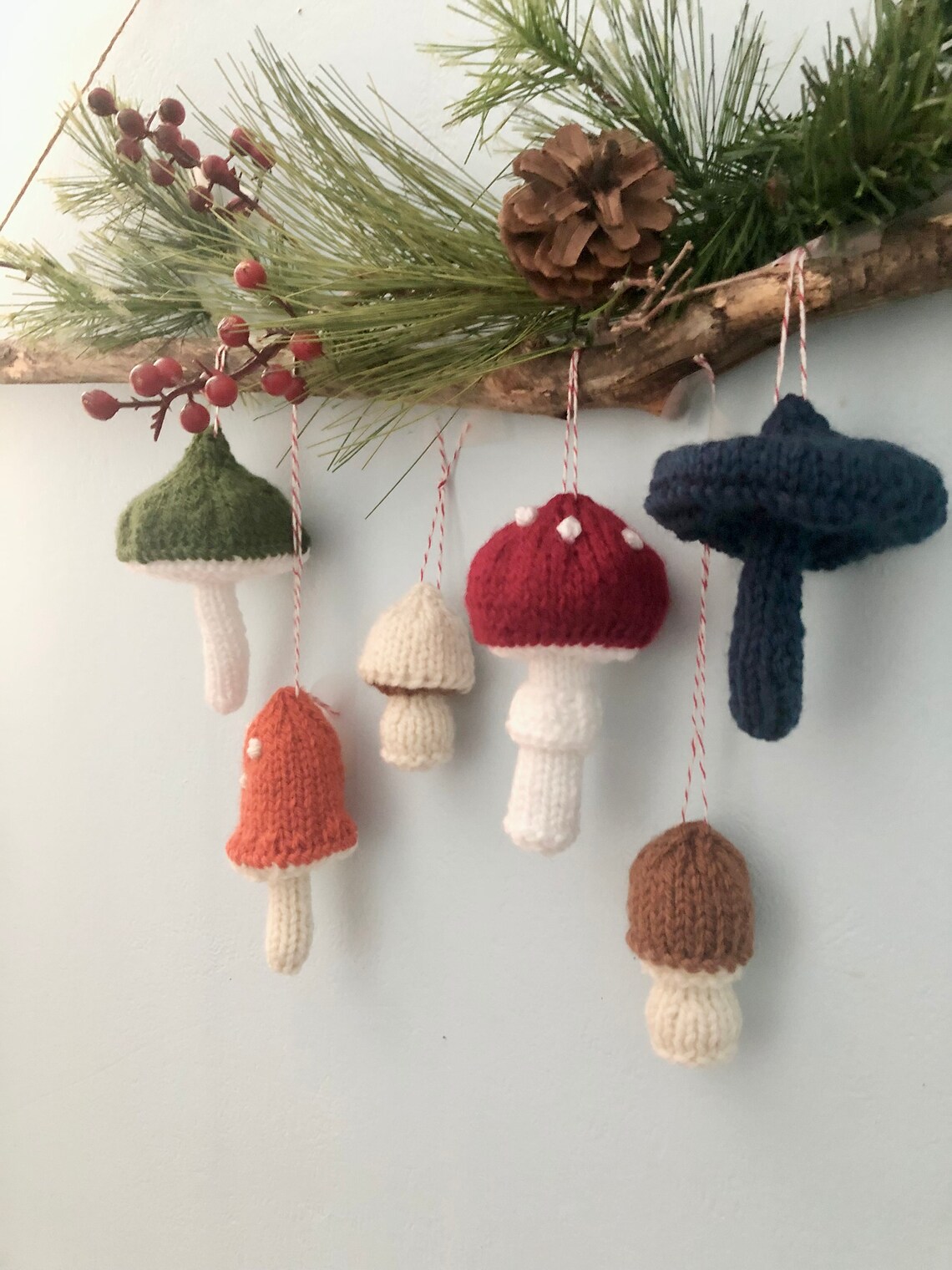 Amigurumi Knit Mushroom Christmas Ornament Patterns Digital - Etsy