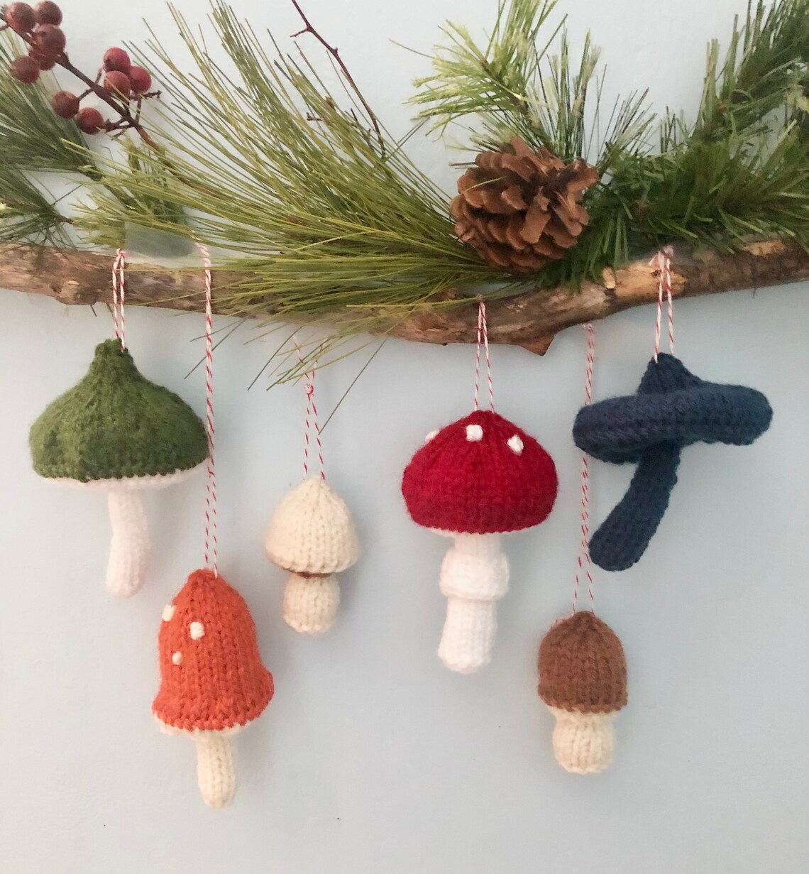 Amigurumi Knit Mushroom Christmas Ornament Patterns Digital - Etsy