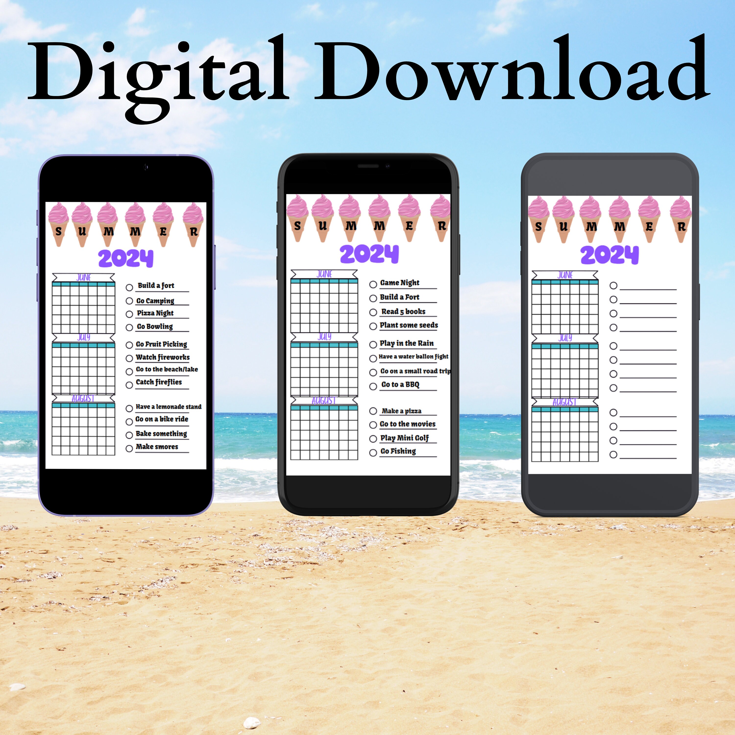 Digital Bucket List for Kids Summer Activities Kids Summer Bucket List ...