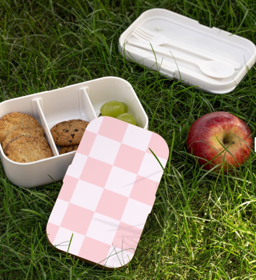 Bento Lunch Box Checkered Bento Box Pink Bento Box Snack Box Adult ...