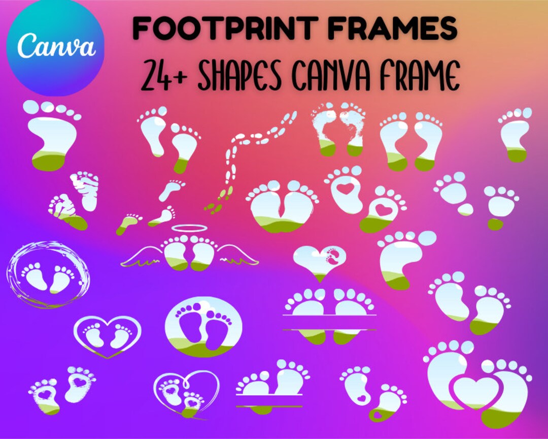 Canva Frame, Foot Print Frames, Human Footprint, Editable Canva Frame ...