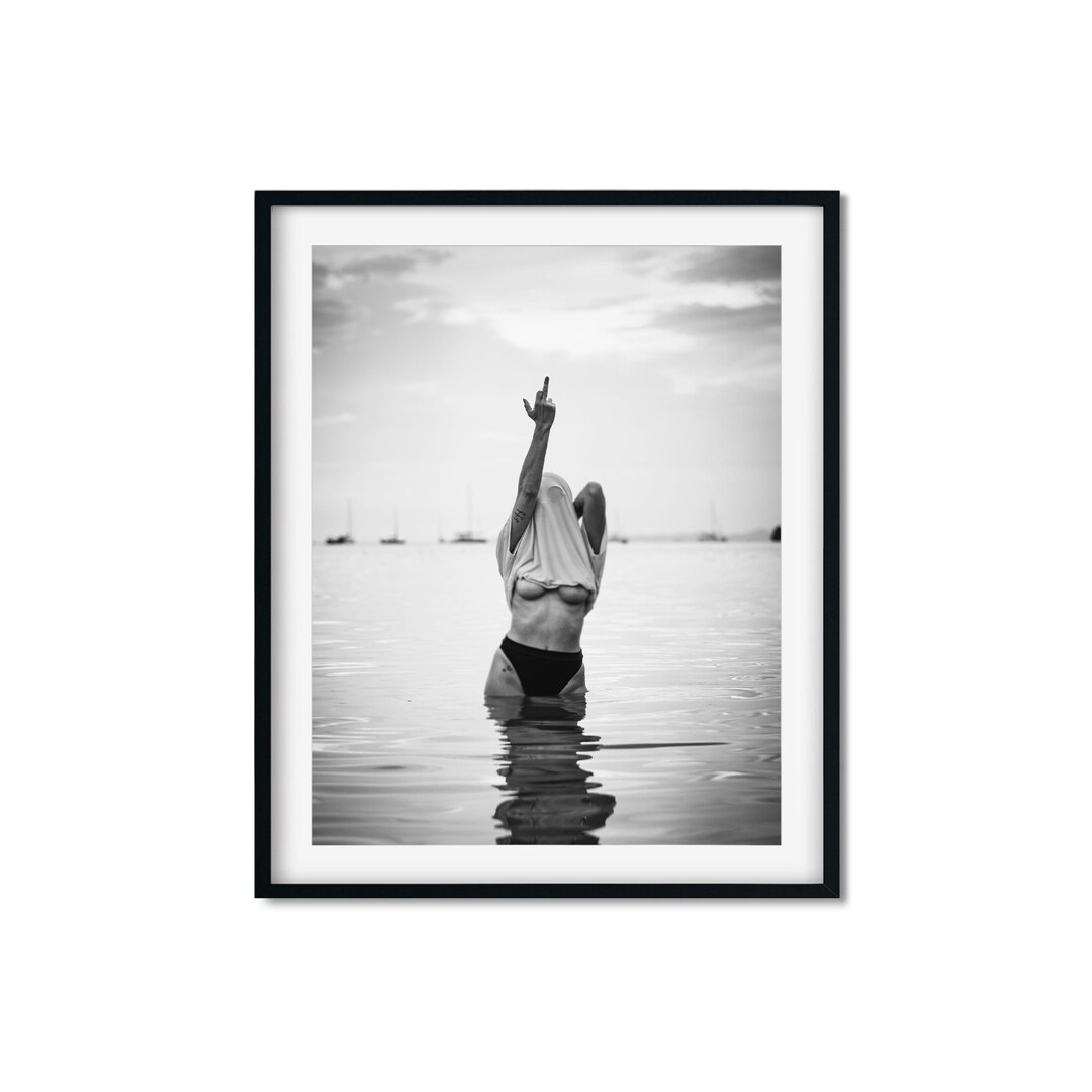 Middle Finger Print, Feminist Middle Finger Black and White Wall Art ...