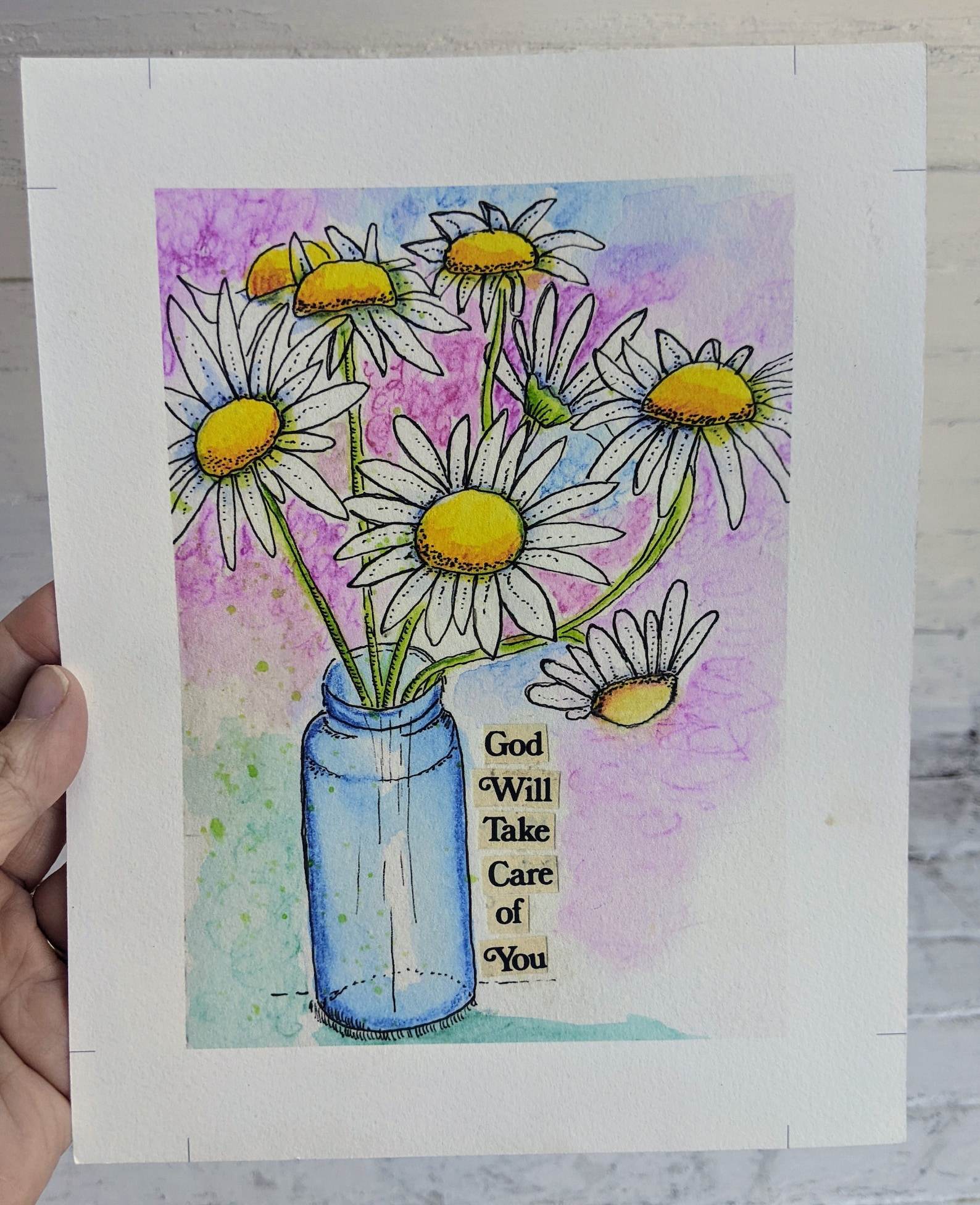 Giclee PRINT 5x7 Daisies Flowers Bible Verse Mixed Media Wall Art Gifts ...