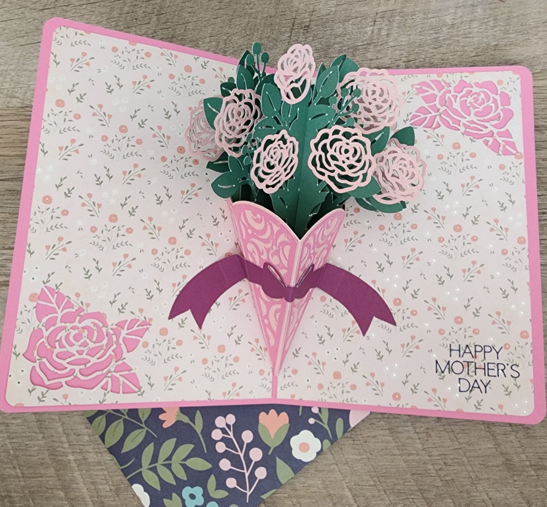 Mother's Day Pop-up Bouquet Card - Etsy