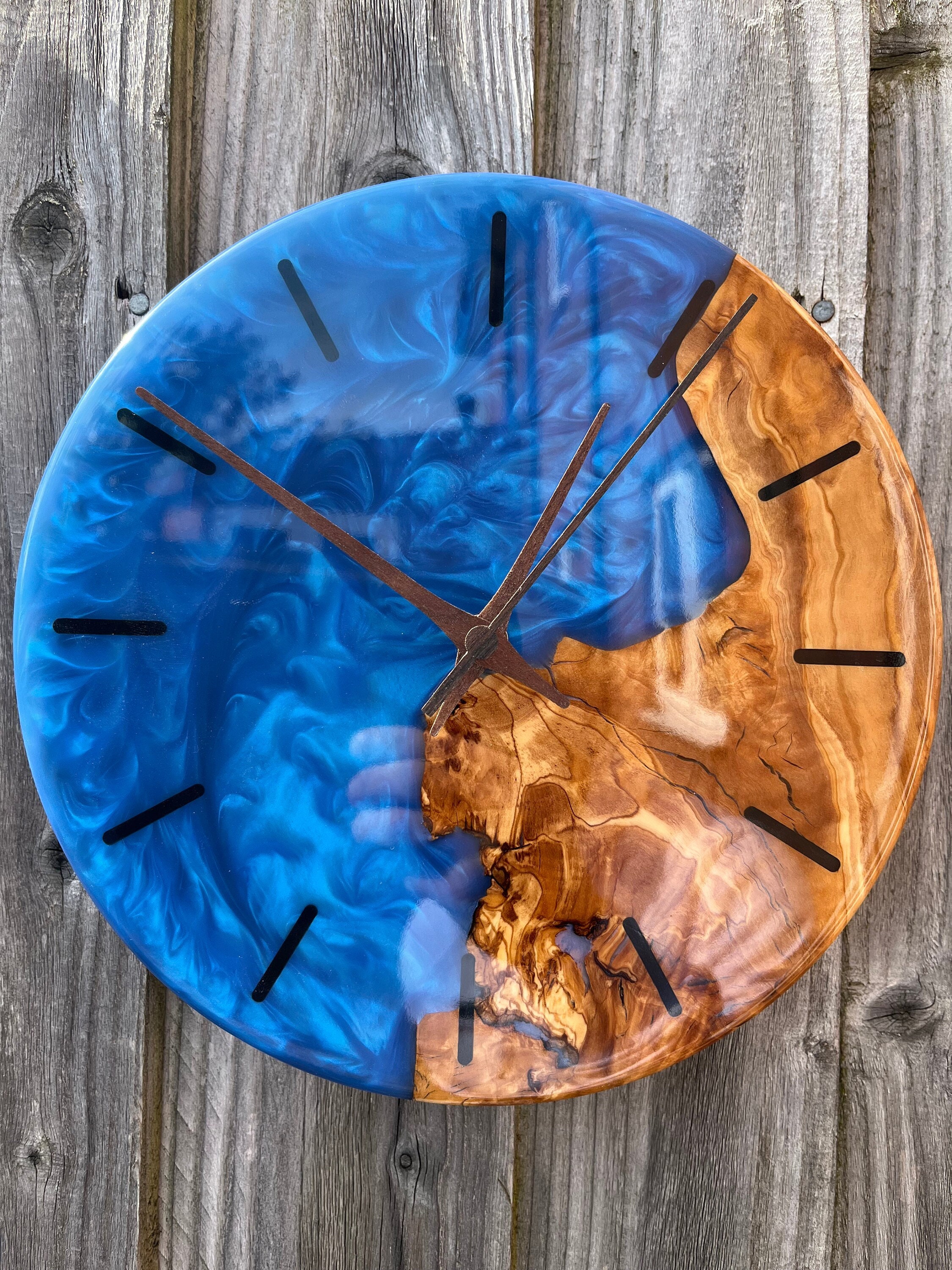 EPOXY RESIN Clock,olive Wood Wall Clock,10 Inches /25 Cm Epoxy Clock - Etsy