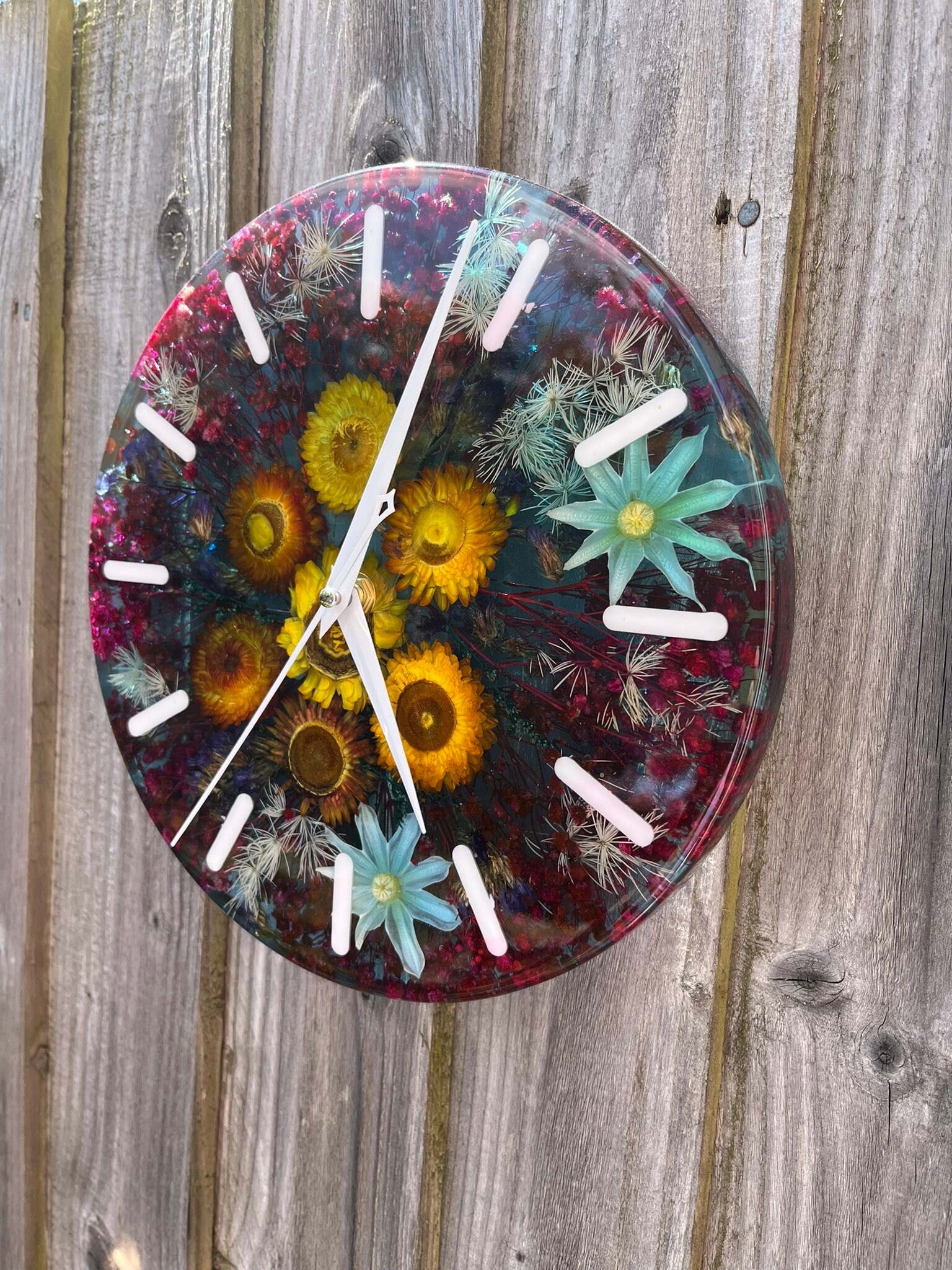 EPOXY RESIN CLOCK, Flower Wall Clock,10 Inches /25 Cm Epoxy Clock - Etsy