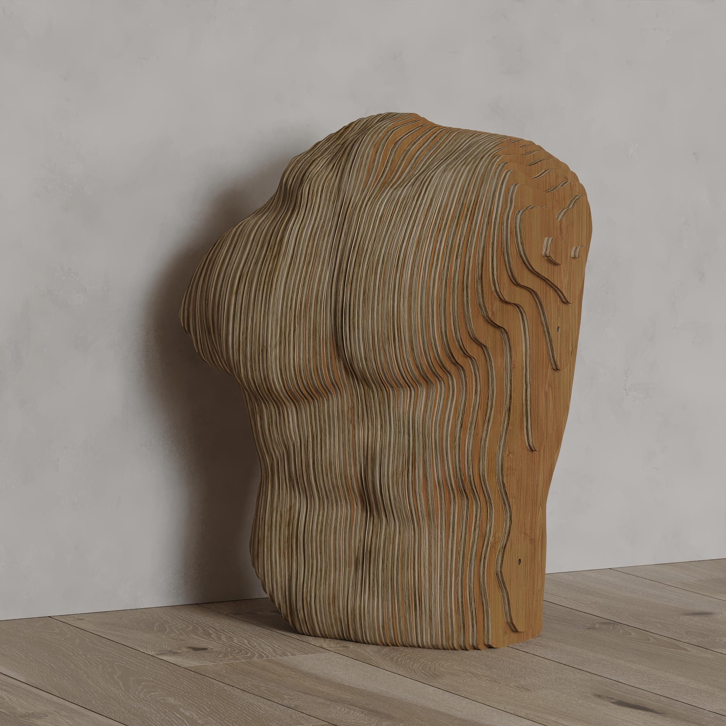 Parametric Wood Statue, CNC & Laser Cut Male Torso Design, Dxf Files ...