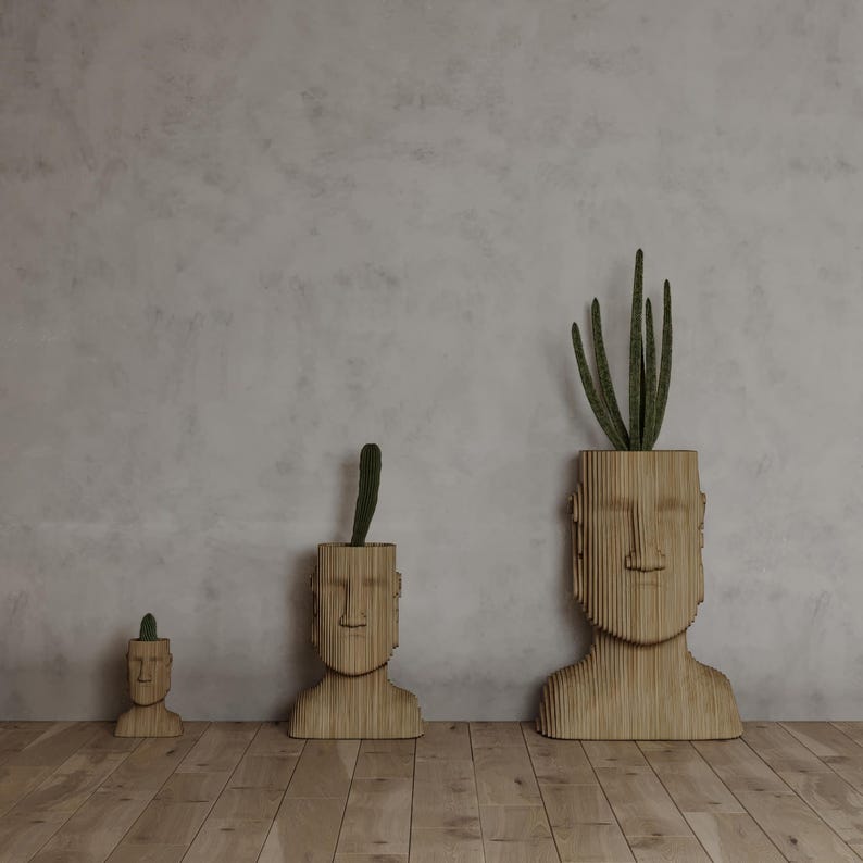 Moai Planter-parametric Moai Planter & Parametric Wood Moai Planter ...