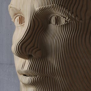 Gaia: Parametric Wooden Woman's Face Wall Decor, Parametric Minimalist ...