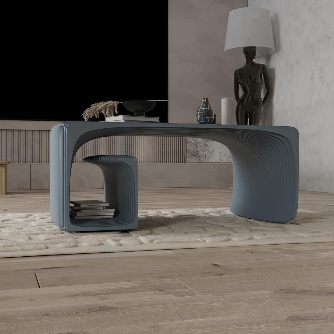 Parametric Coffee Table | Parametric Unique Oval Wood Design for Modern ...