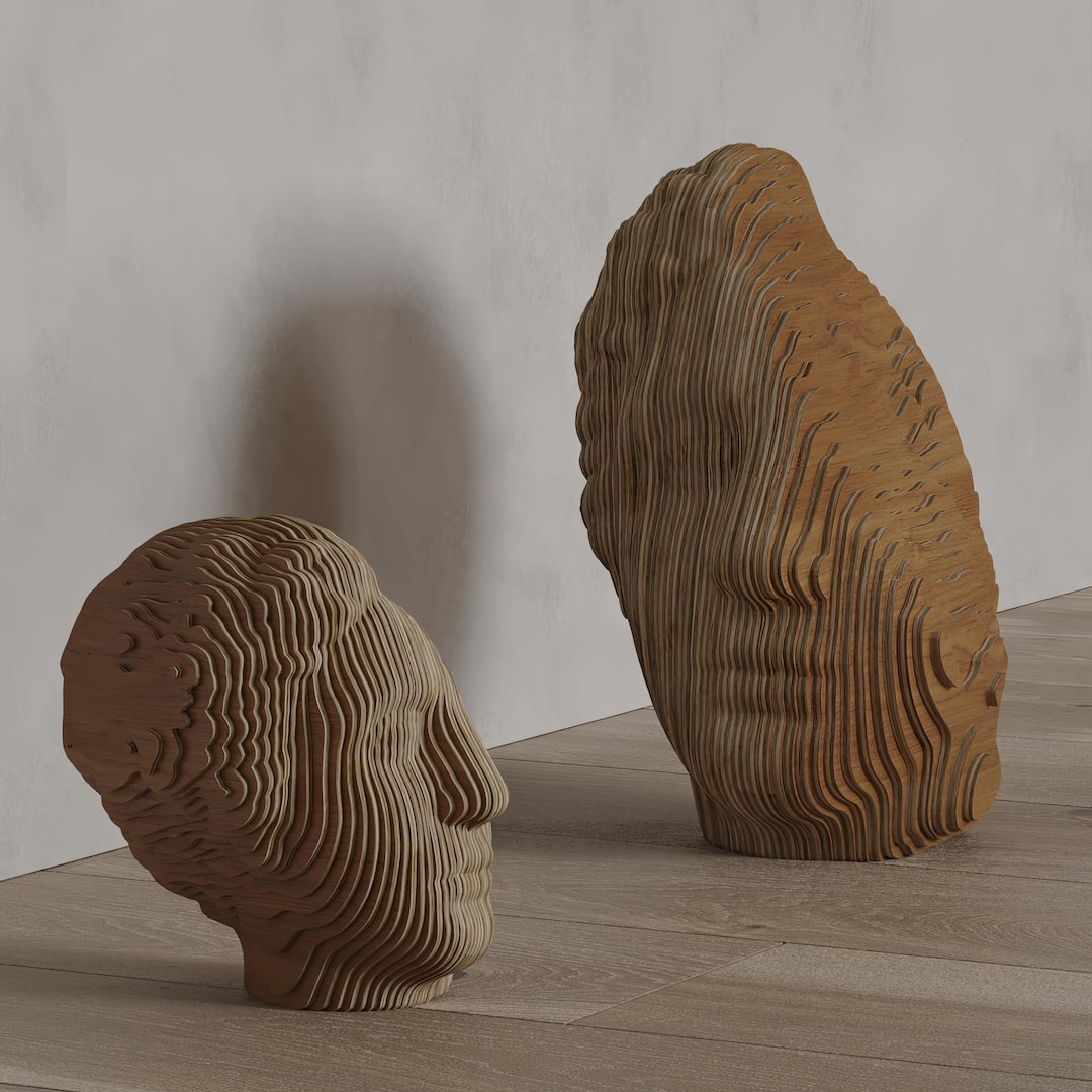 Parametric Art - Wooden Woman Sculpture, CNC Female Statue Decor ...
