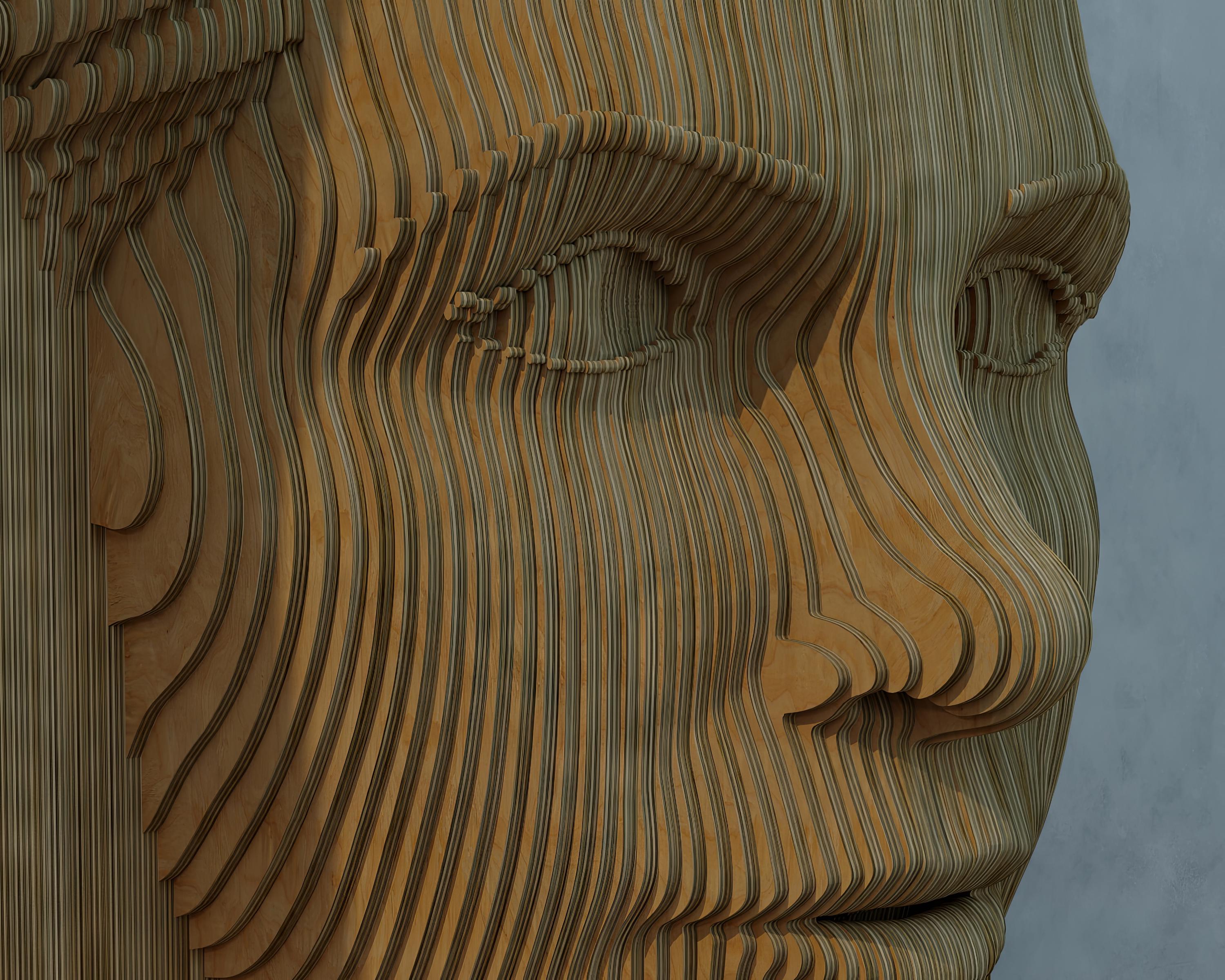 Gaia: Parametric Wooden Woman's Face Wall Decor, Parametric Minimalist ...