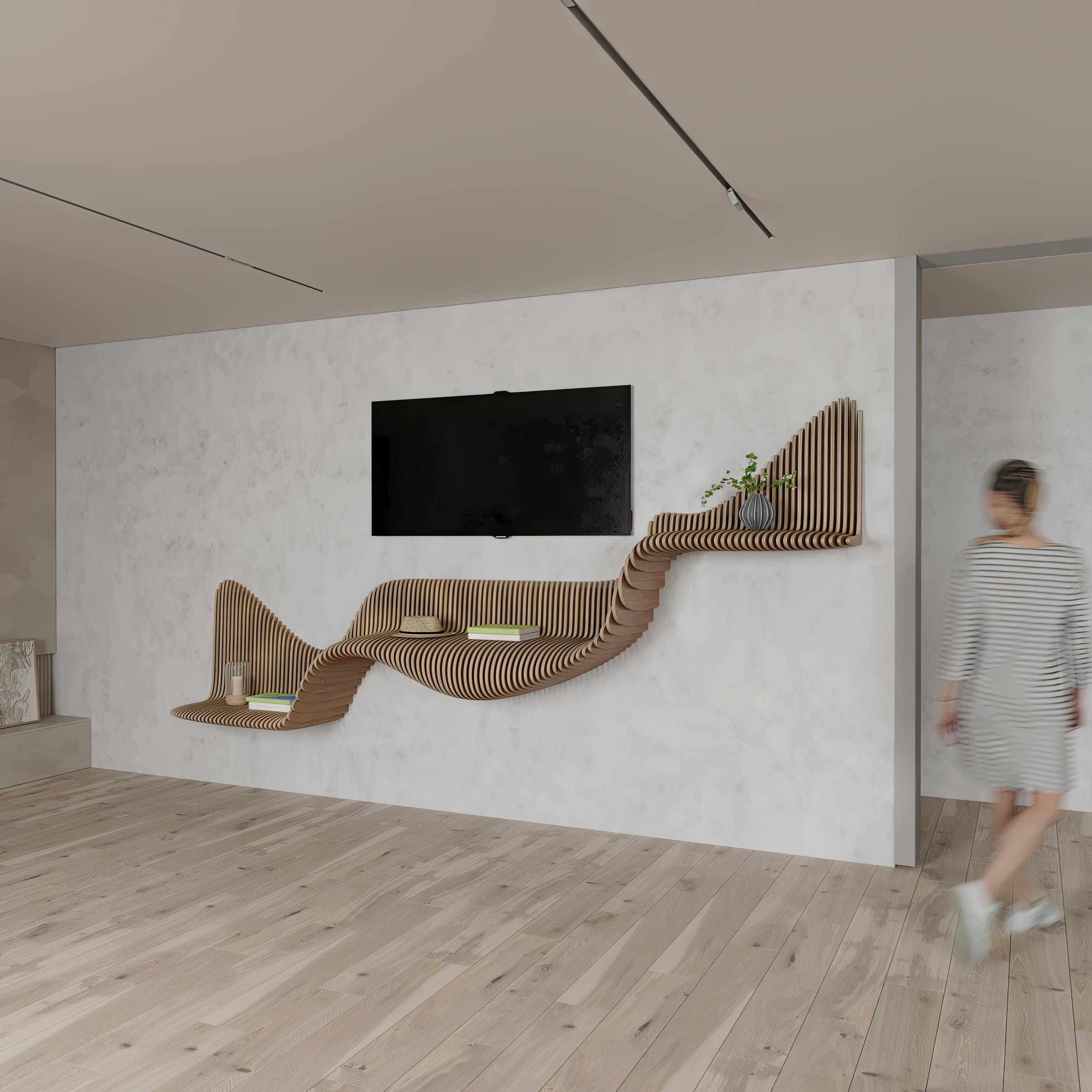 Parametric Wall Art & Parametric Modern TV Unit | Floating Shelf Design ...