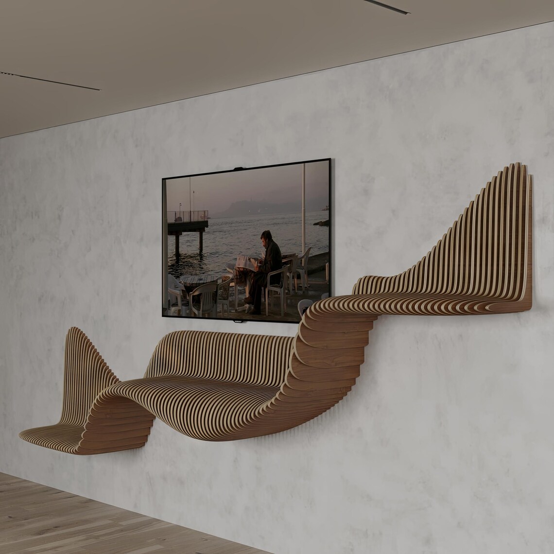 Parametric Wall Art & Parametric Modern TV Unit | Floating Shelf Design ...