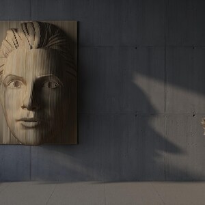 Gaia: Parametric Wooden Woman's Face Wall Decor, Parametric Minimalist ...