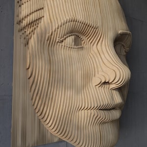Gaia: Parametric Wooden Woman's Face Wall Decor, Parametric Minimalist ...