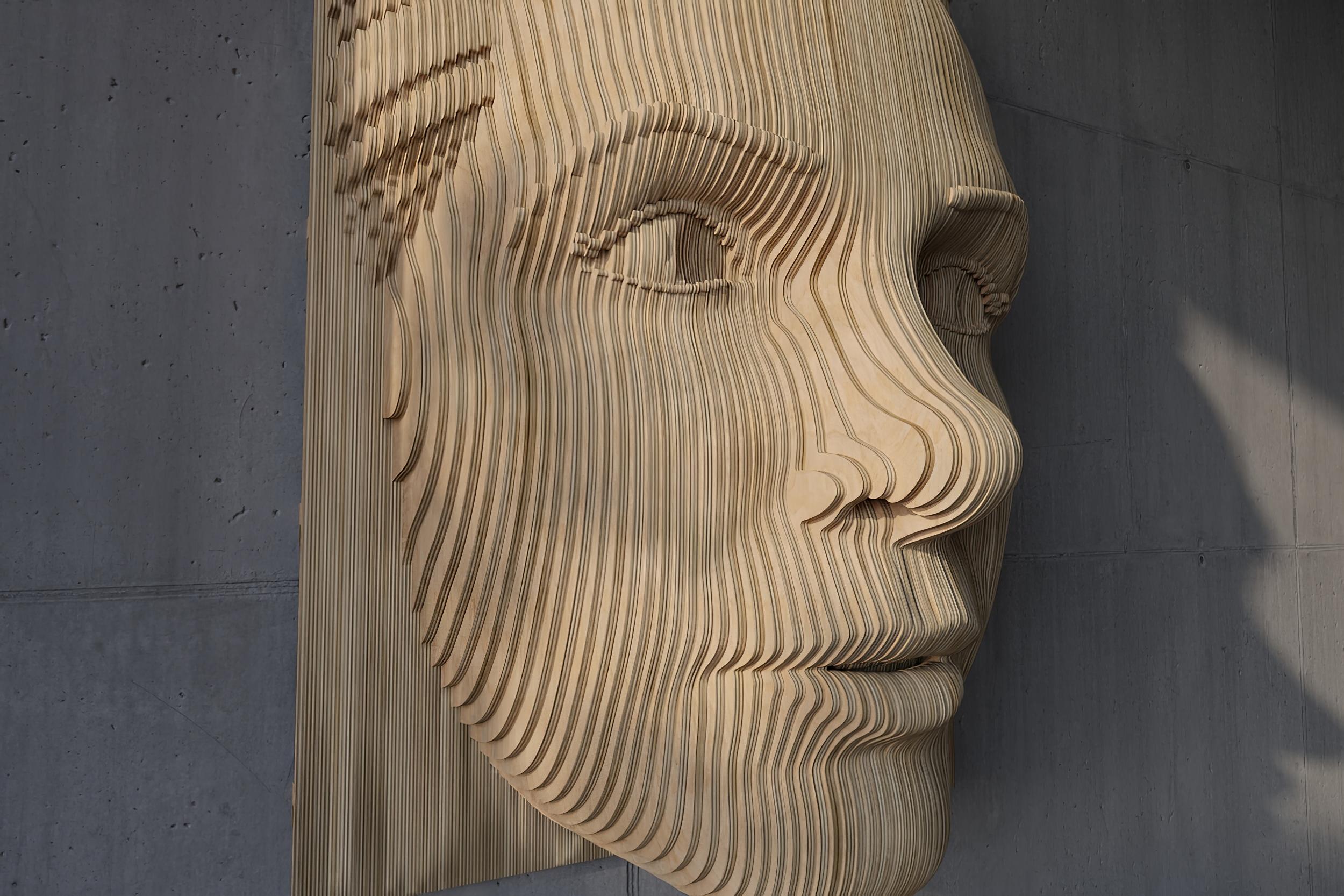 Gaia: Parametric Wooden Woman's Face Wall Decor, Parametric Minimalist ...