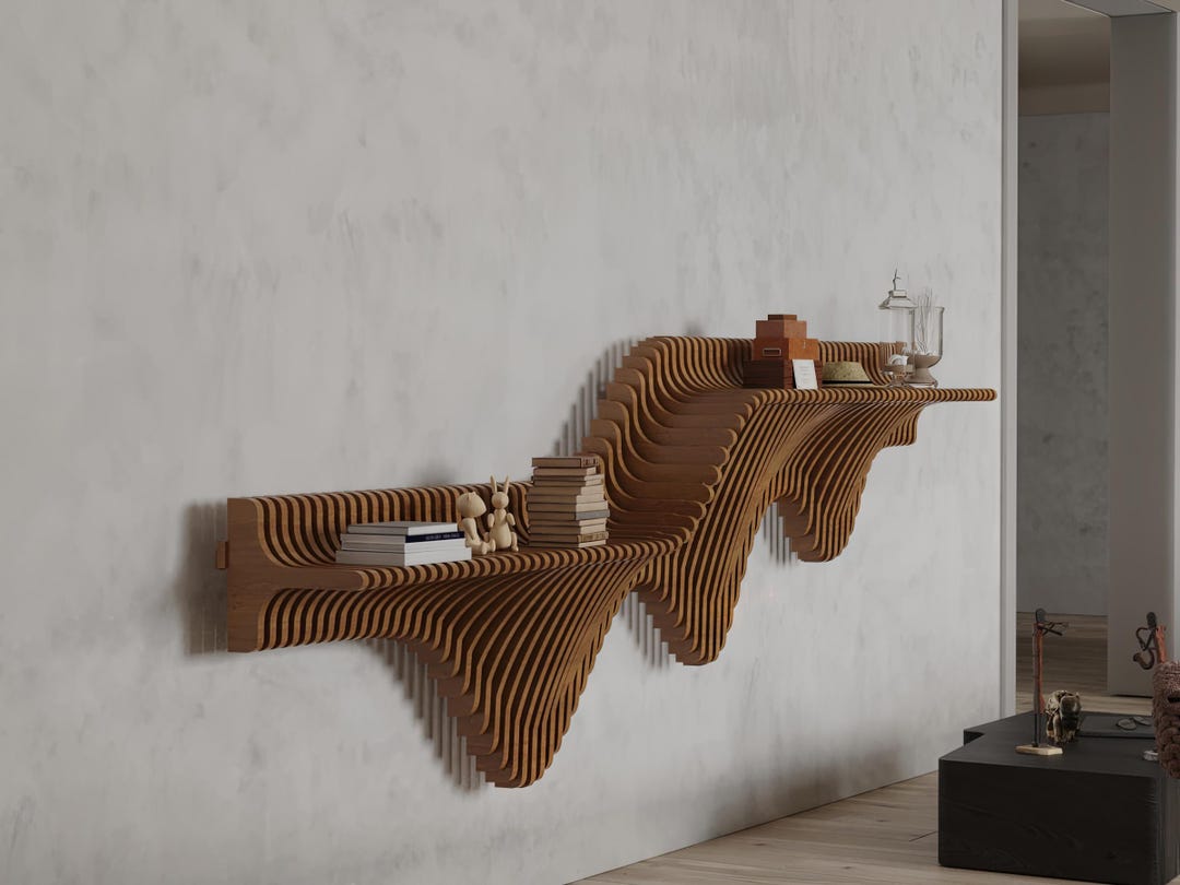 Parametric Shelf | Parametric Wavy Wooden Wall Decor | Shelf Design ...