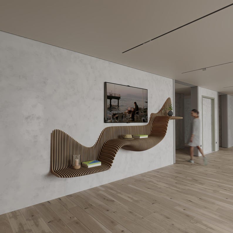 Parametric Wall Art & Parametric Modern TV Unit | Floating Shelf Design ...