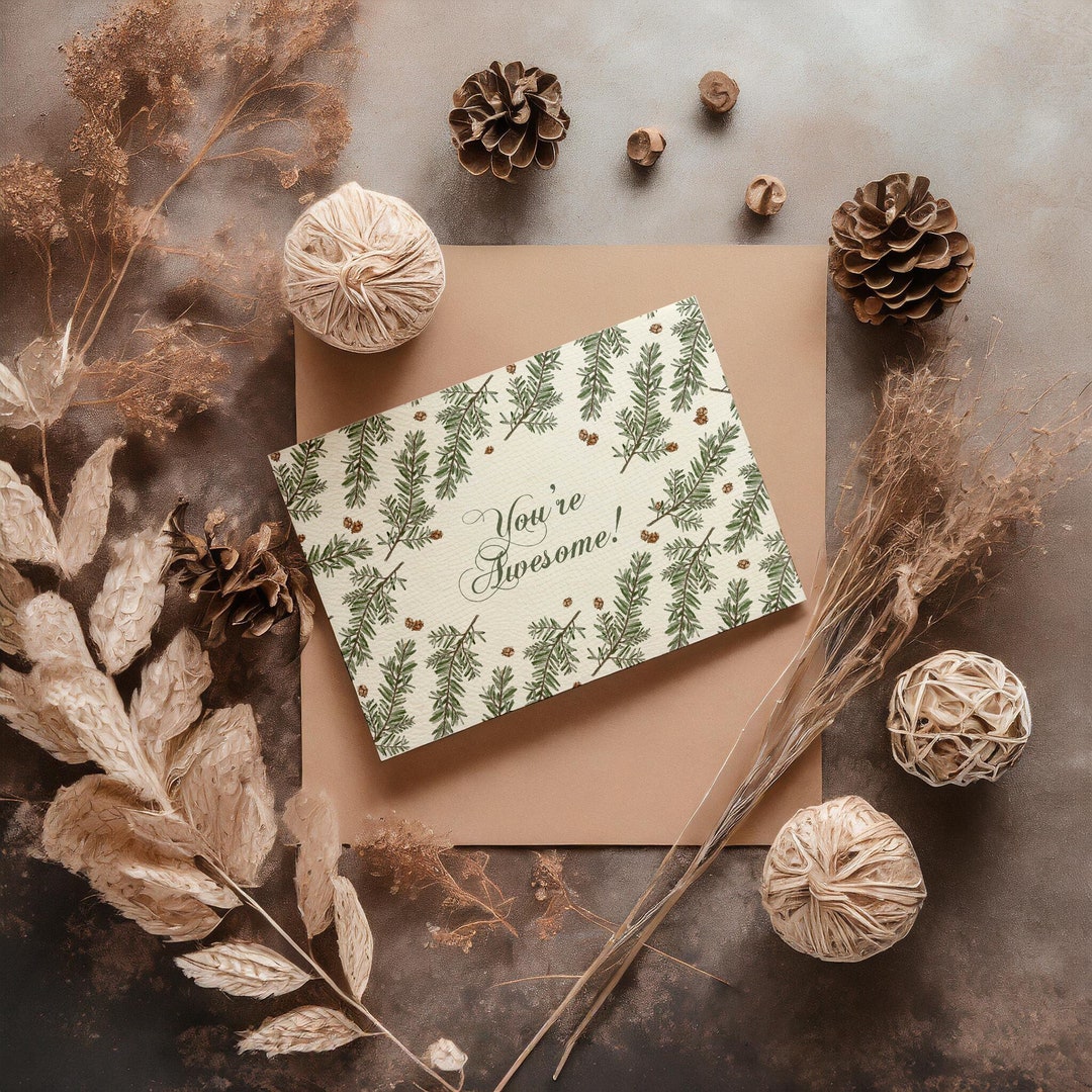 Digital Printable You're Awesome Compliment Card With Botanic Drawing ...