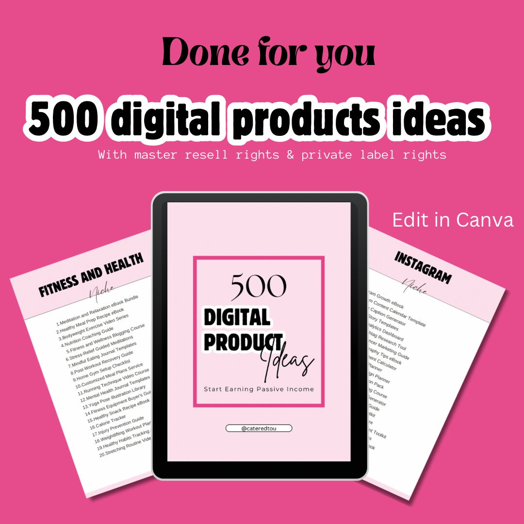 500 Digital Product Ideas | Master Resell Rights | Canva Template ...