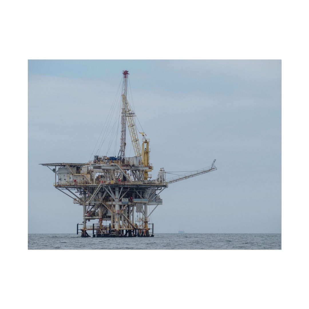 Offshore Drilling Rig Print - Industrial Ocean Art, Oil Rig Photo ...