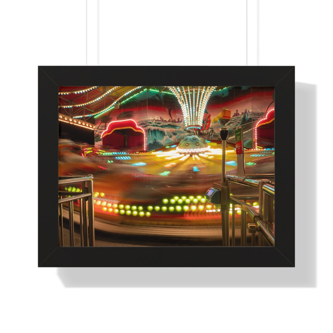 Santa Cruz Boardwalk Art Neon Wall Decor, Tsunami Ride, Long Exposure ...