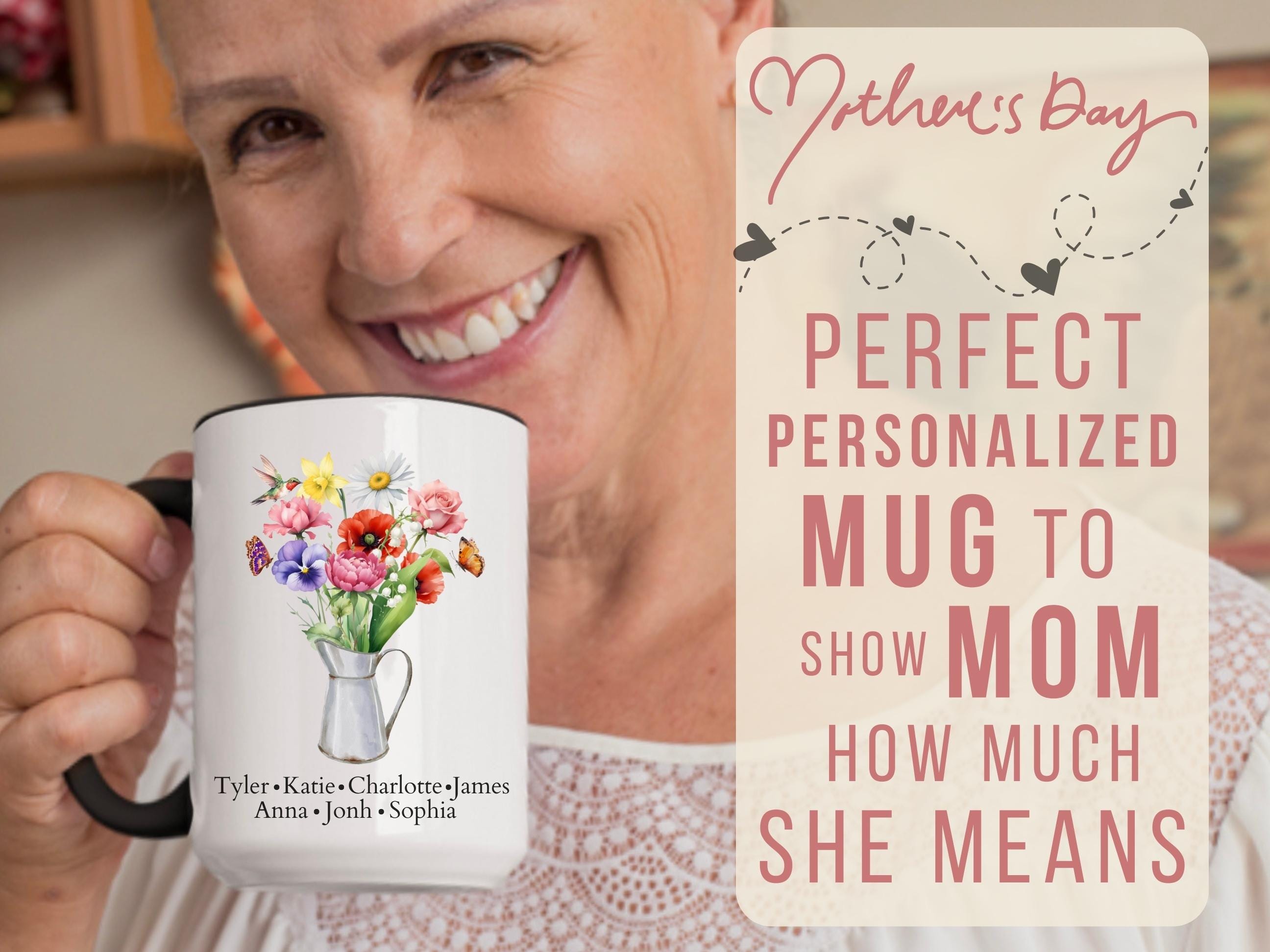 Personalized Birth Month Flower Coffee Mug Mom, Custom Birth Month Gift ...