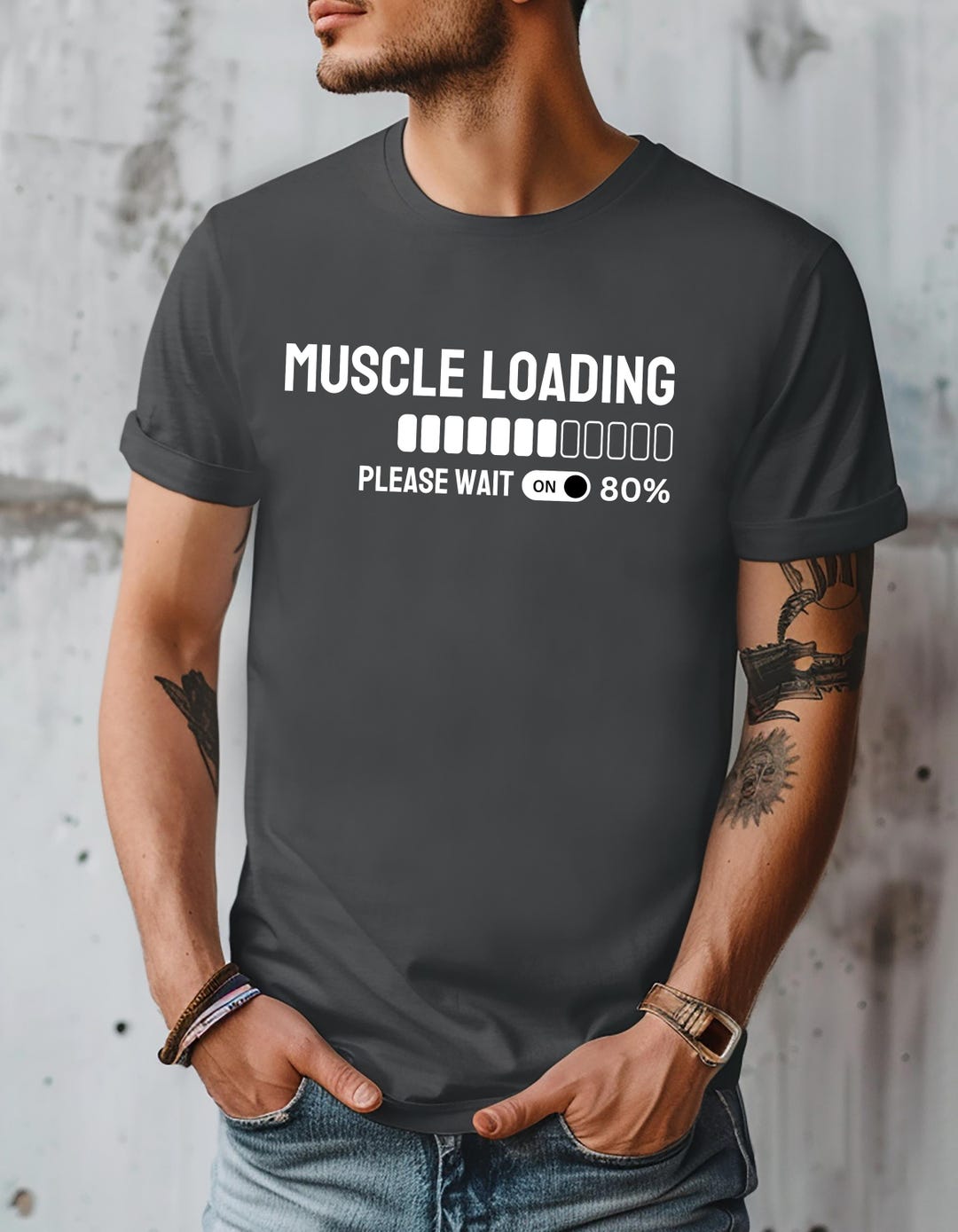 Muscle Loading Please Wait T-shirt, Gym Workout Tee, Fitness Shirt ...