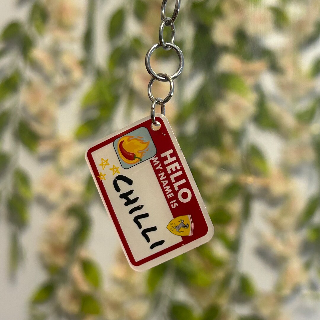 Chilli Name Tag Carlos Sainz Ferrari Plastic Keychain Charm F1 Formula ...