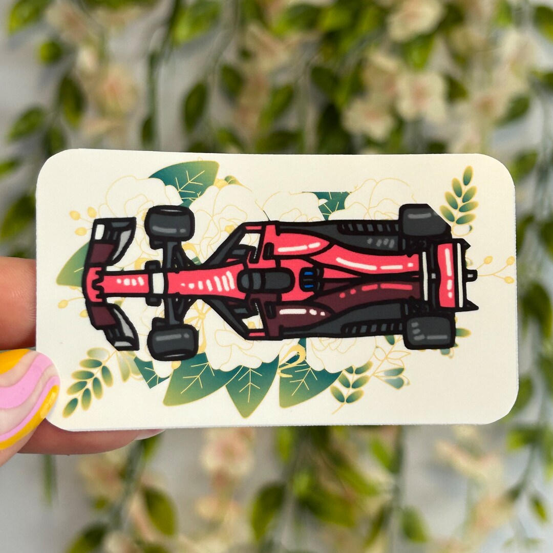 Red Formula 1 Car Sticker: Floral, Waterproof Vinyl - Etsy