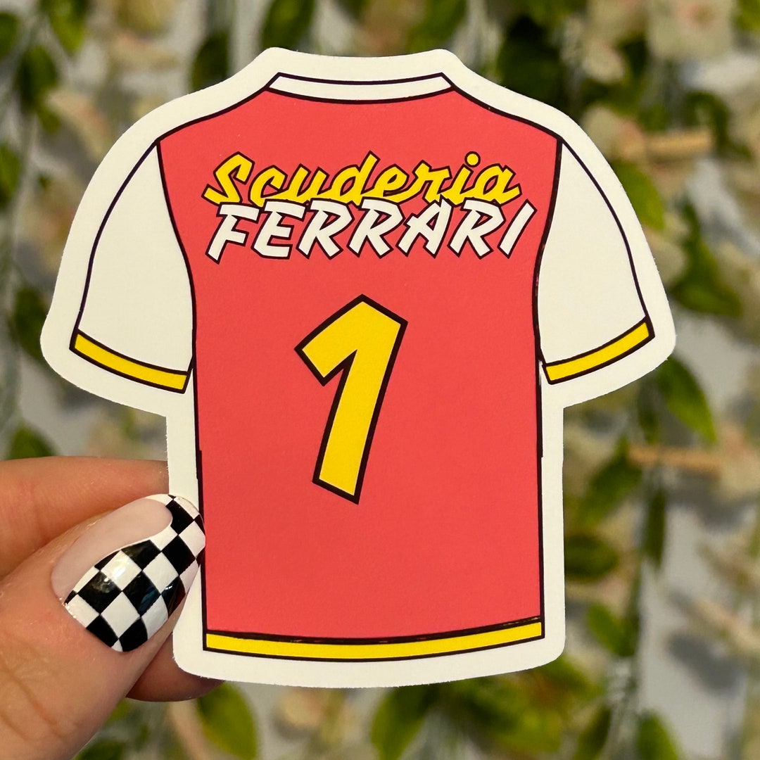 Ferrari Jersey Tshirt F1 Formula 1 Sticker Waterbottle Waterproof Vinyl ...