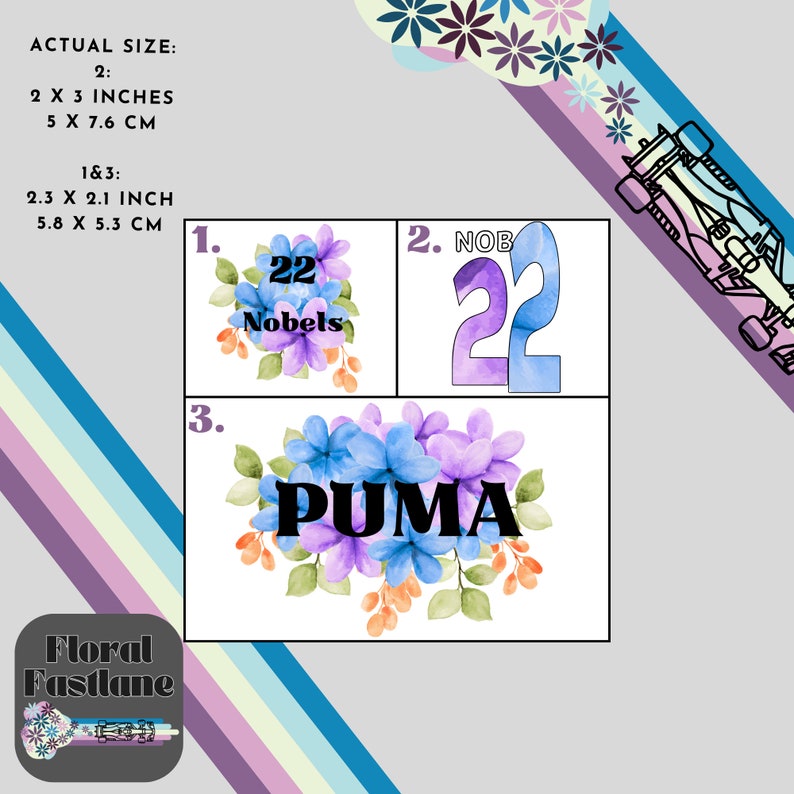 Formula 1 Academy Puma Nobels F1 Academy Floral Stickers Matte ...
