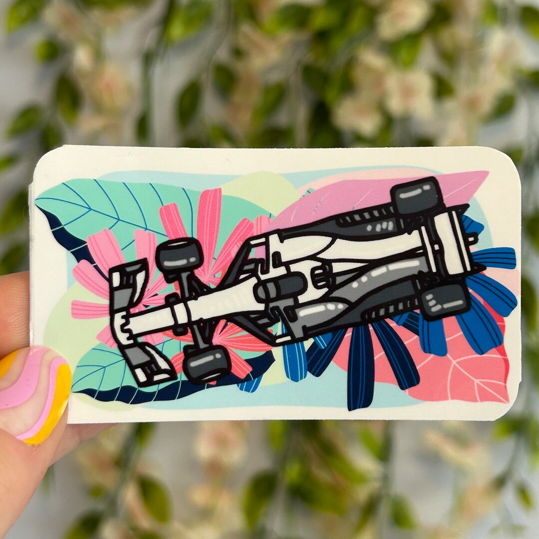 Pink Blue White Floral Tropical Cute Fun Aesthetic Formula 1 Car F1 ...