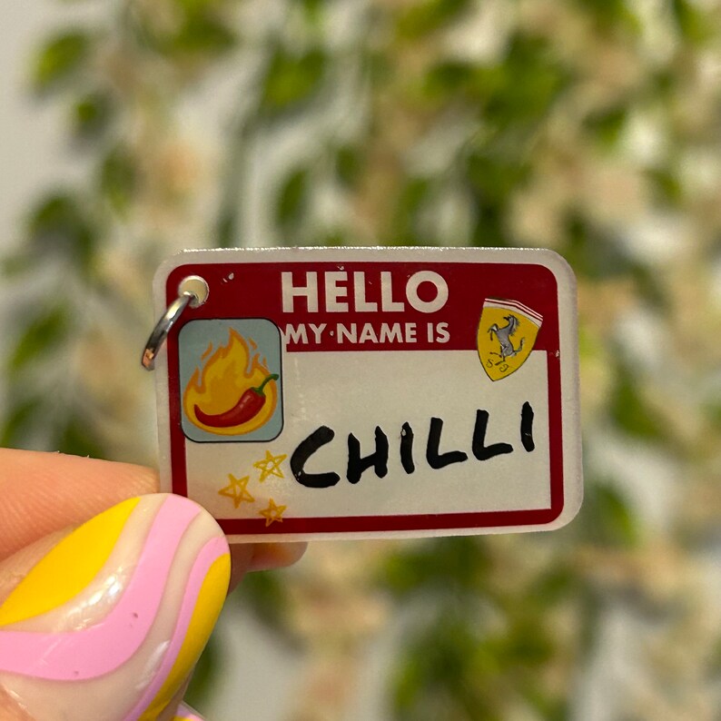 Chilli Name Tag Carlos Sainz Ferrari Plastic Keychain Charm F1 Formula ...