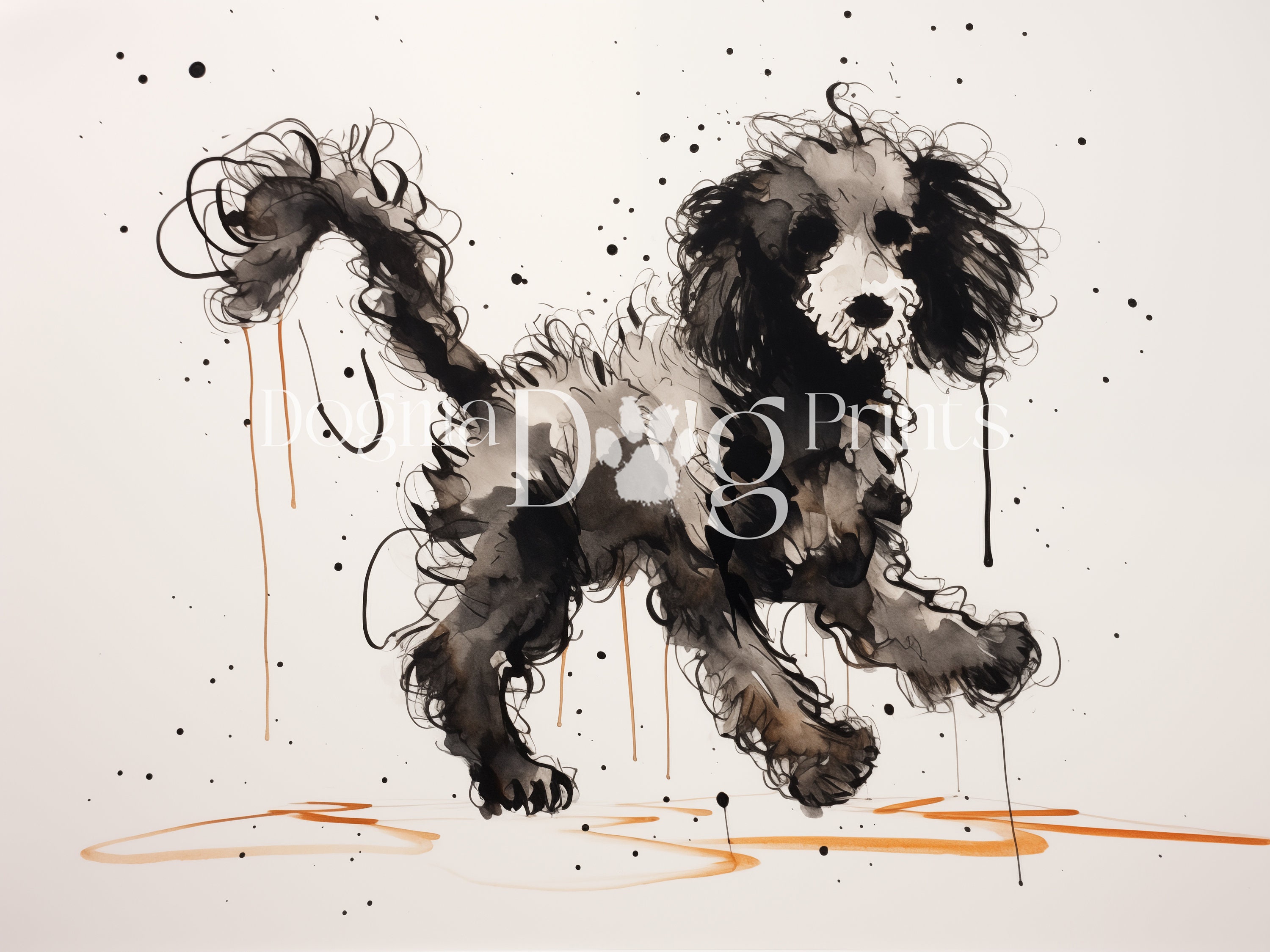 Printable Poodle Sketch Drawing (IV), Multi-medium, Printable Nursery ...
