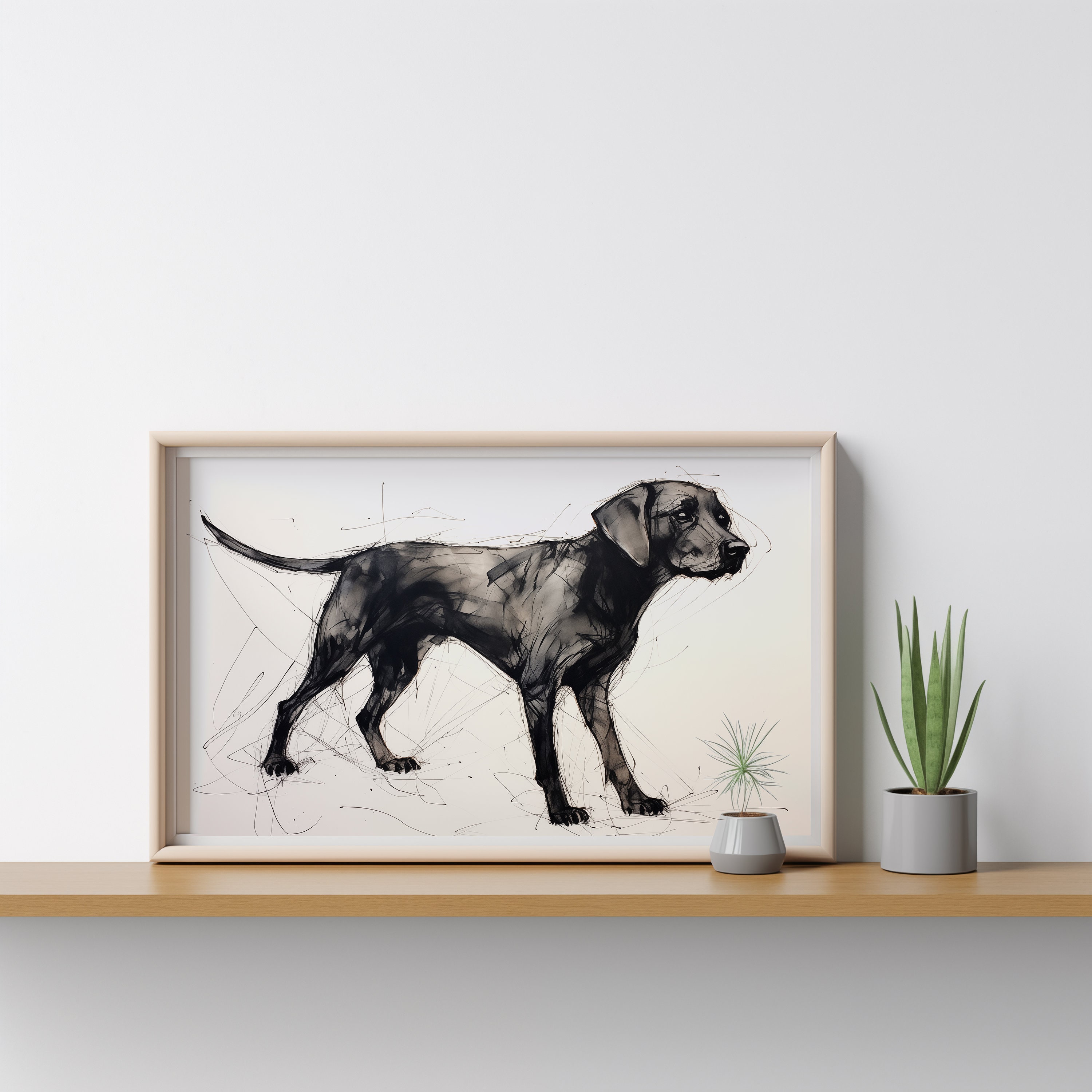 Printable Labrador Retriever Sketch Drawing (II), Multi-medium ...