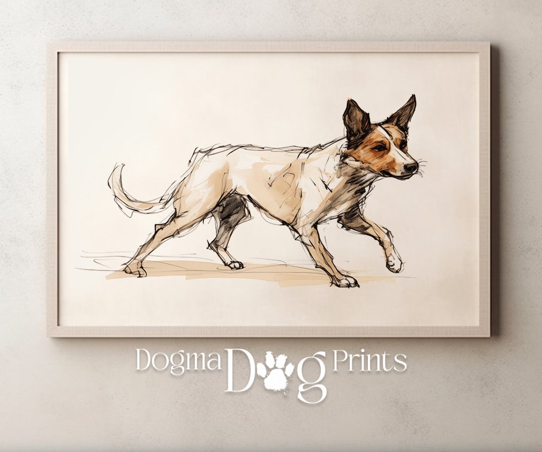Printable Australian Cattle Dog Sketch Drawing, Multi-medium, Printable ...
