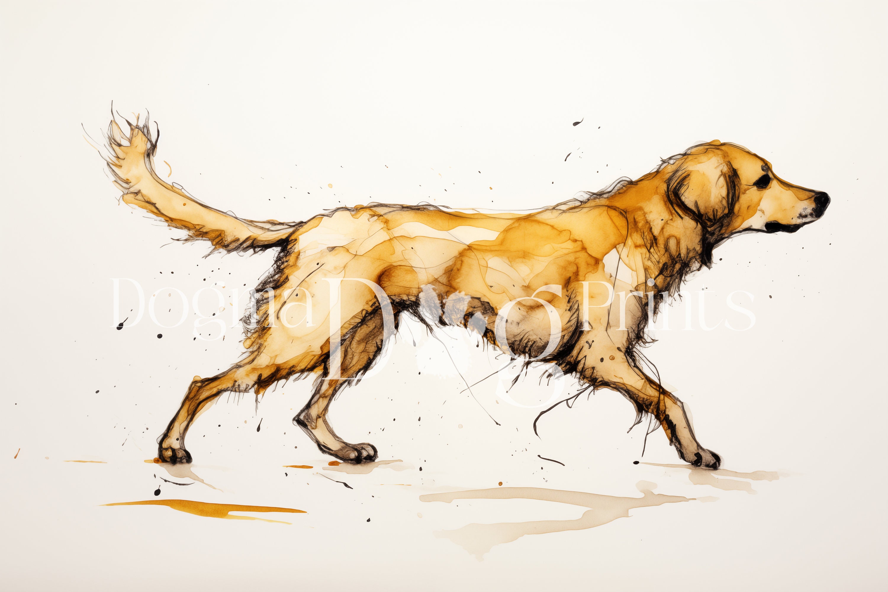 Printable Golden Retriever Sketch Drawing, Multi-medium, Printable ...